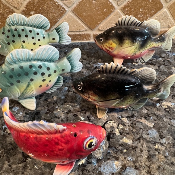 Accents | 5 Vintage Japan Fish Ceramic Salt Pepper Shakers Sunfish ...